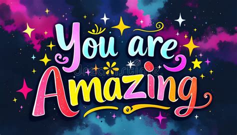 Colorful Handwritten Typography Saying You Are Amazing Stock