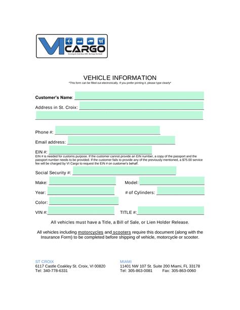 Vehicle Information Form