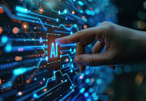 Hand Interacting With Ai Technology Premium Ai Generated Image