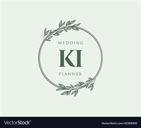 Ki Initials Letter Wedding Monogram Logos Vector Image