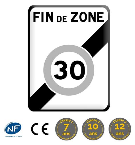 B51 Panneau Fin de Zone à Vitesse Limitée à 30 km h