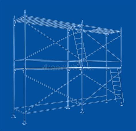 3d Outline Scaffold Vector Rendering Of 3d Stock Vector Illustration