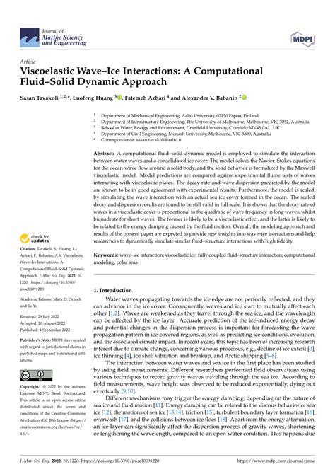 Pdf Viscoelastic Wave Ice Interactions A Computational Fluid Solid