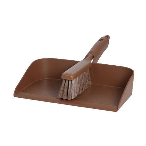 Foodgrade Hand Dust Pan Kit With Softmedium Bannister Brush Brown