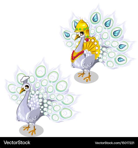 White Peacock In Precious Royal Garment Royalty Free Vector