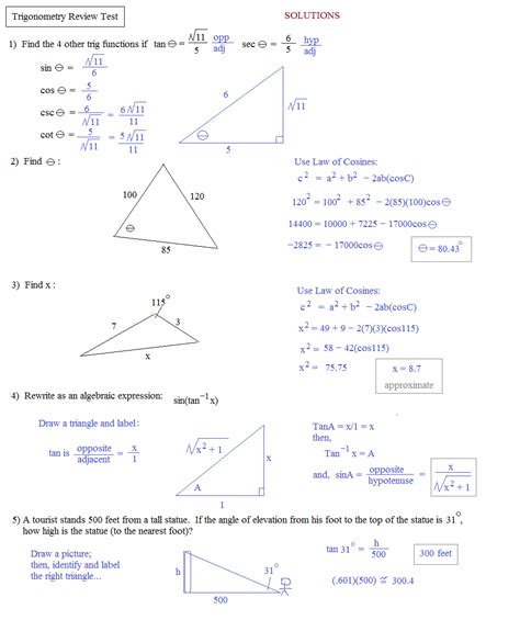 Math Plane Trigonometry Review 2