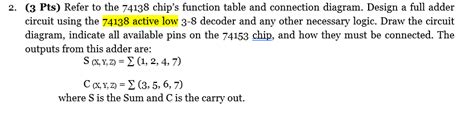 Solved 2 3 Pts Refer To The 74138 Chips Function Table