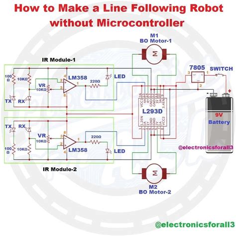 How To Make A Line Following Robot Without Microcontroller In 2020 Electronic Circuit Design