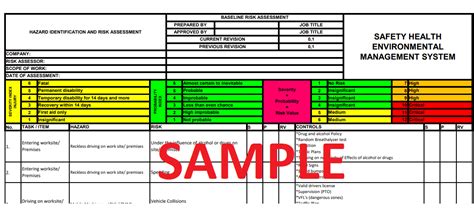 Baseline Risk Assessment Griffin Occupational Health And Safety Solutions