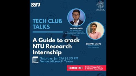 techclub ssn on linkedin guide to crack ntu research internship