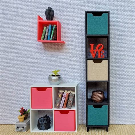 Tall 5 Cube Storage Unit Miniatures Shelving Shelving For Dollhouse