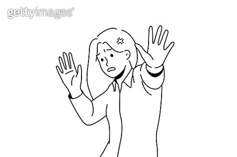 Scared Woman Show Stop Gesture 이미지 1415350788 게티이미지뱅크