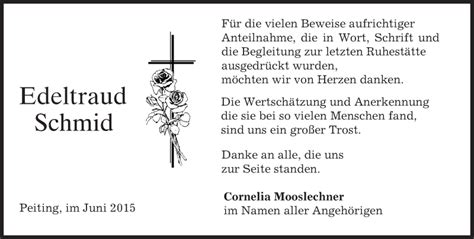 Traueranzeigen Von Edeltraud Schmid Trauermerkurde