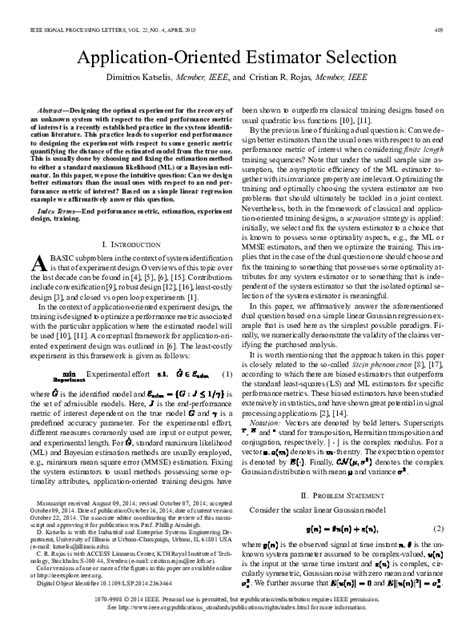Pdf Application Oriented Estimator Selection