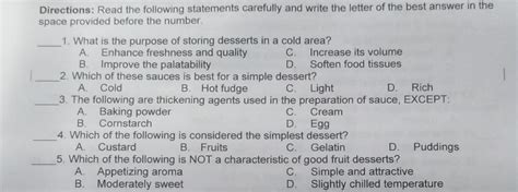 Directions Read The Following Statements Studyx
