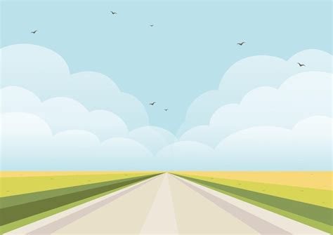 Escena De Paisaje Rural De Carretera De Campo Con Campo Vector Vista De
