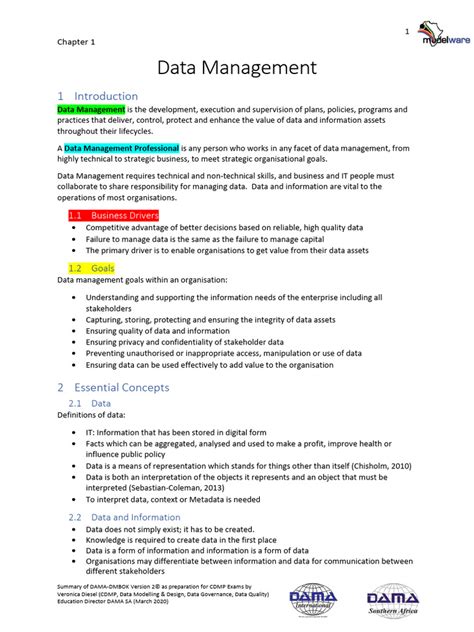 Chapter 1 Data Management Pdf Data Metadata