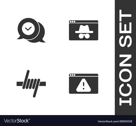 set browser with exclamation mark check in speech vector image