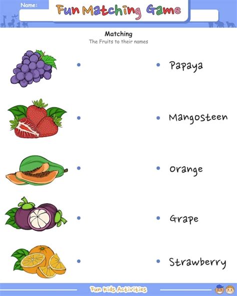 Premium Vector Fun Matching Game Fruits Part