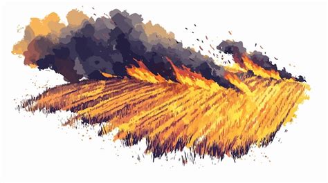 Aerial View Of Burning Agriculture Field In Fire Premium Ai Generated