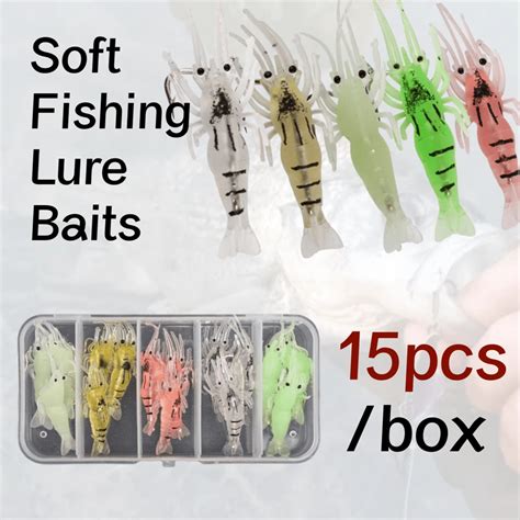 15pcs Soft Fishing Lure Baits Luminous Shrimp Glow Shrimps Fishing
