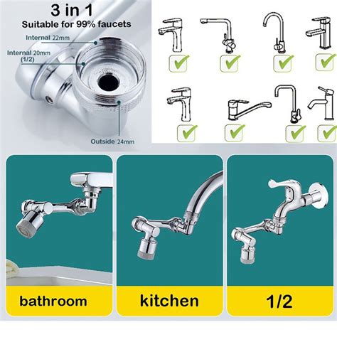 1080° Rotatable Extension Faucet Sprayer Head Universal Bathroom Tap