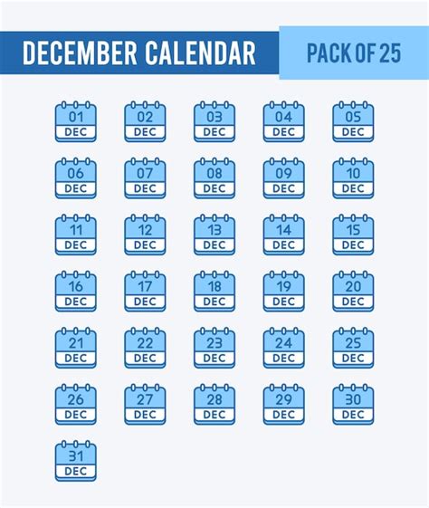 Pacote De ícones De Duas Cores Do Calendário De 25 De Dezembro
