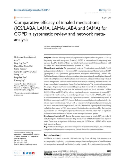 Comparative Efficacy Of Inhaled Medications Ics Laba Lama Lama Laba