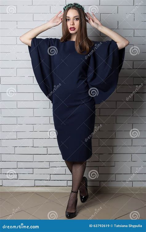 Elegant Beautiful Woman In Evening Dress With A Bright Evening Make Up