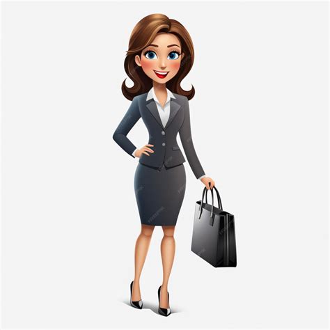3d Cartoon Character Business Woman Isolated On White Background