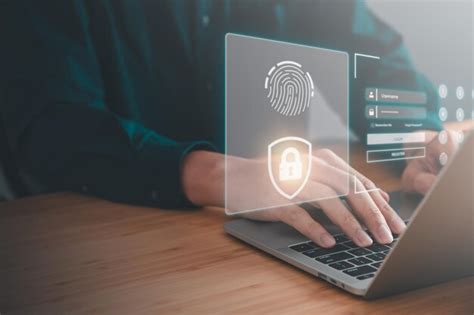 Premium Photo Data Security System Concept Business Man Use Laptop