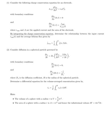 Solved 1 Consider The Following Charge Conservation Equation For An