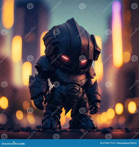 A Cute Chibi Robot On Street Digital Art Stock Illustration Illustration Of Cute Machine