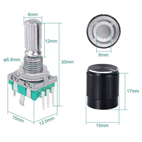 Wayintop 5 Set 360 Degree Rotary Encoder Code Switch Push Button Ec11