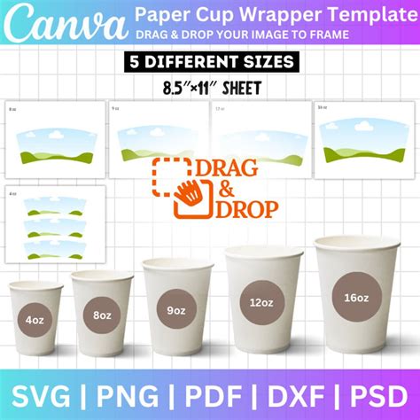 Paper Cup Wrapper Template Bundle Paper Cup Template Svg Png Canva
