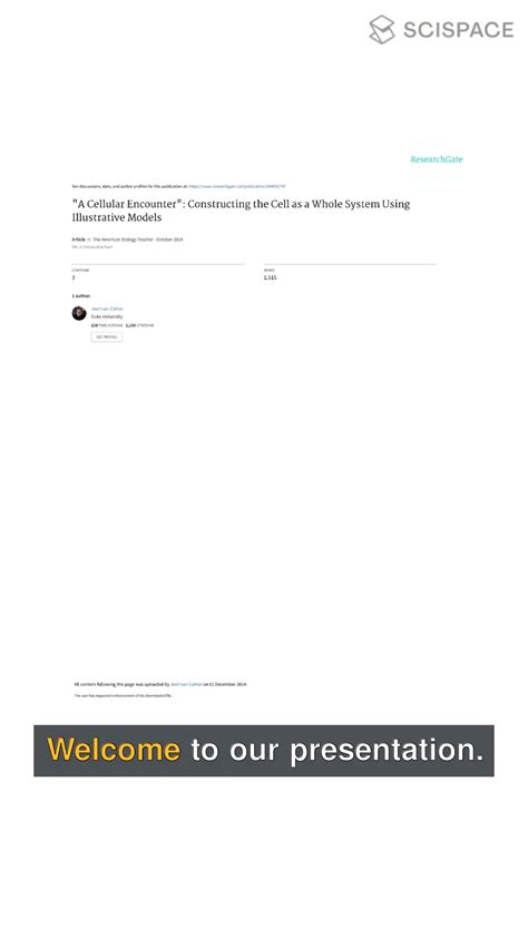 Pdf A Cellular Encounter” Constructing The Cell As A Whole System Using Illustrative Models