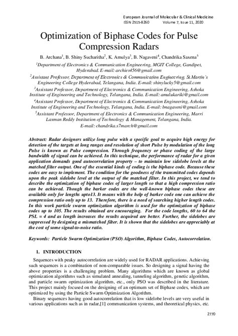 Pdf Optimization Of Biphase Codes For Pulse Compression Radars