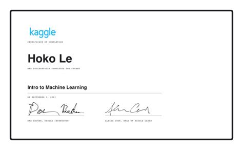 Hoko Le On Linkedin Hoko Le Completed The Intro To Machine Learning