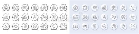 Smartphone Holding Employees Teamwork And Augmented Reality Line Icons
