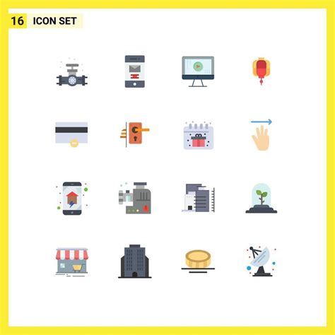 Set Of 16 Vector Flat Colors On Grid For Money Decoration Computer Chinese Lantern Editable Pack