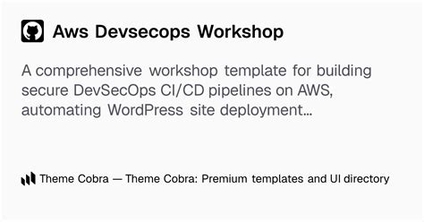 Aws Devsecops Workshop Secure Devsecops Cicd Automate Wordpress Pipelines On Aws Theme Cobra