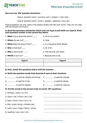 Wh Questions English Grammar Fill In The Blanks Exercises With