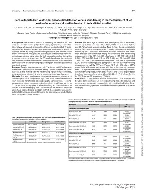 Pdf Semi Automated Left Ventricular Endocardial Detection Versus Hand Tracing In The