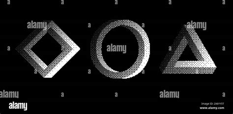bitmap textured impossible shapes set dither halftone geometric