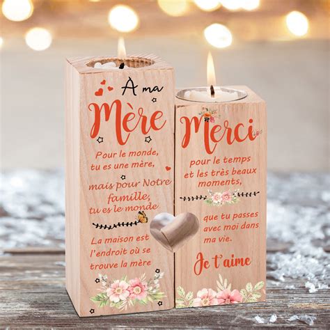À ma Maman Bougeoirs en Bois sans bougie
