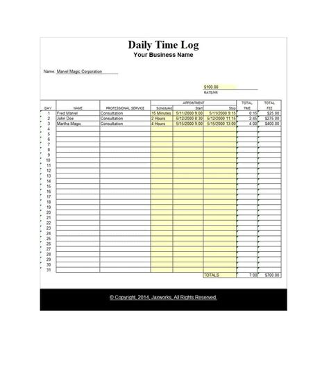 Free Printable Time Tracking Spreadsheet Templates Word Excel Daily Project
