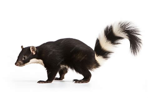Premium Ai Image A Black And White Striped Skunk Standing On A White