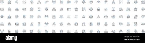 Management Group Line Icons Collection Teamwork Leadership Efficiency Collaboration
