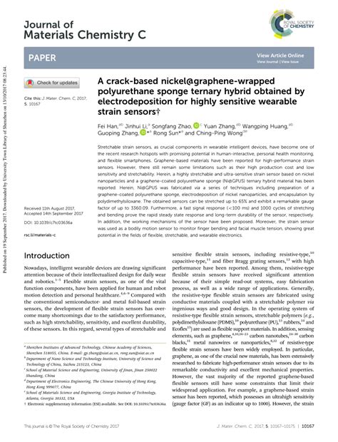 PDF Crack Based Nickel Graphene Wrapped Polyurethane Sponge Ternary