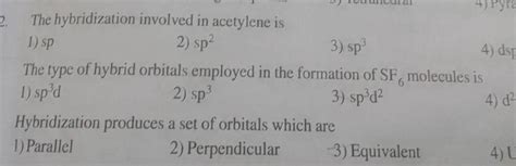 The Hybridization Involved In Acetylene Is Filo